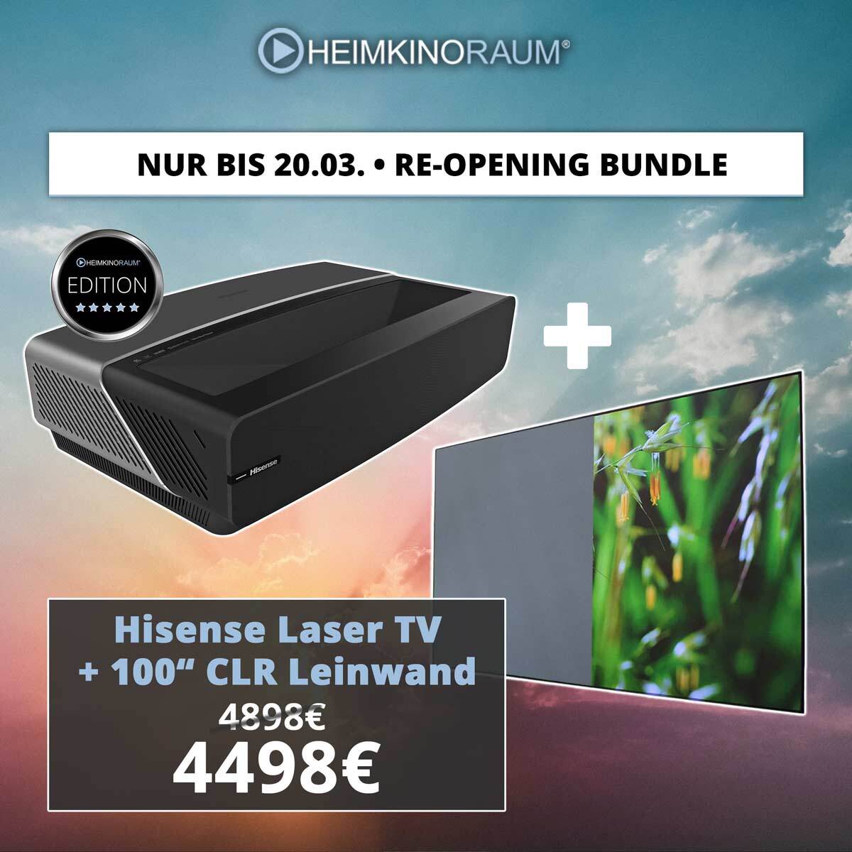 Bundle: Hisense 100L5F Laser TV + 100 Zoll CLR Leinwand